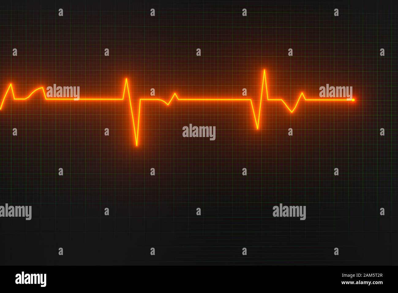 Glowing digital heartbeat line reflecting on the monitor, 3d rendering ...