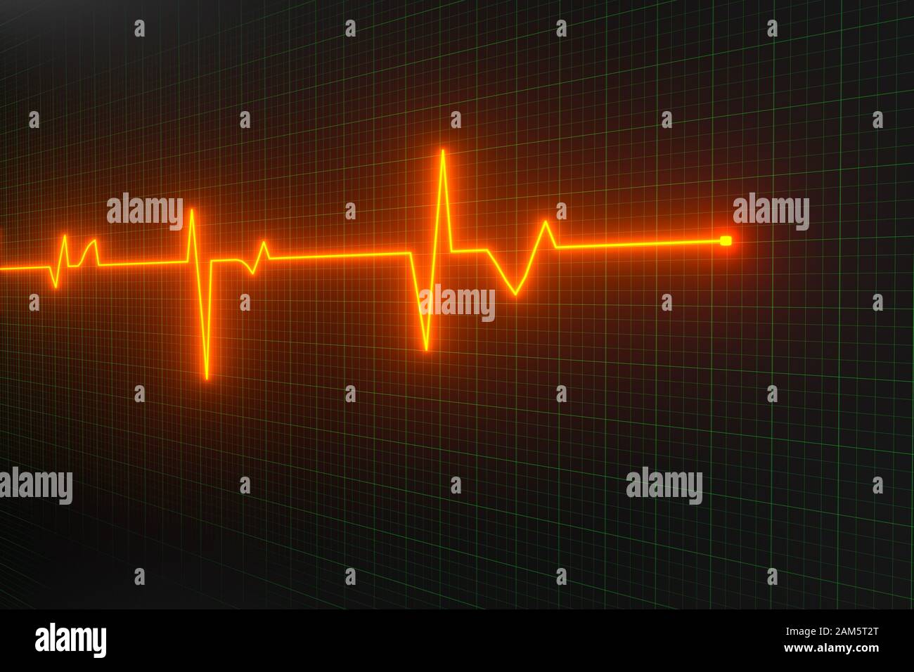 Glowing digital heartbeat line reflecting on the monitor, 3d rendering ...