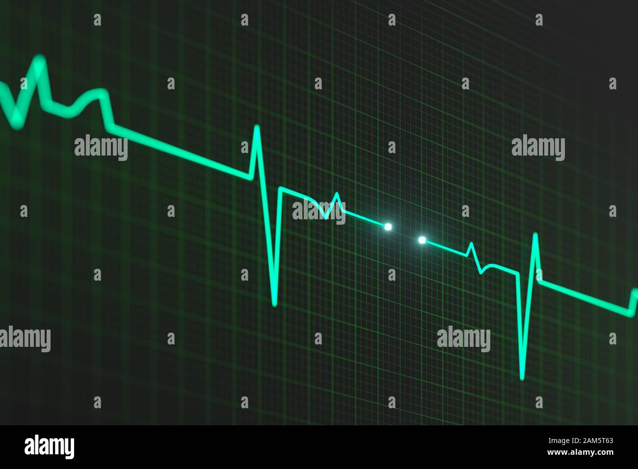 Glowing digital heartbeat line reflecting on the monitor, 3d rendering ...