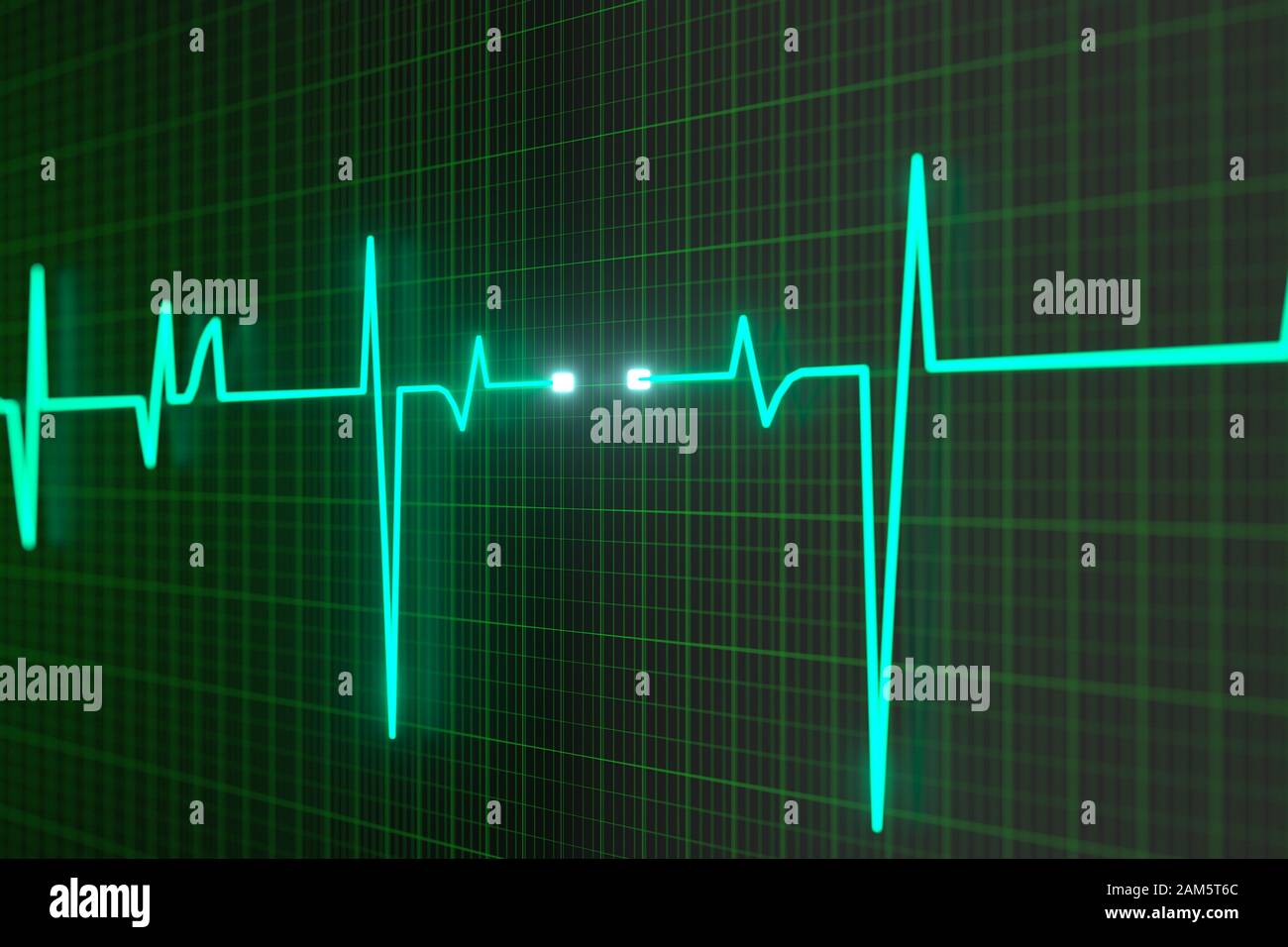 Glowing digital heartbeat line reflecting on the monitor, 3d rendering ...