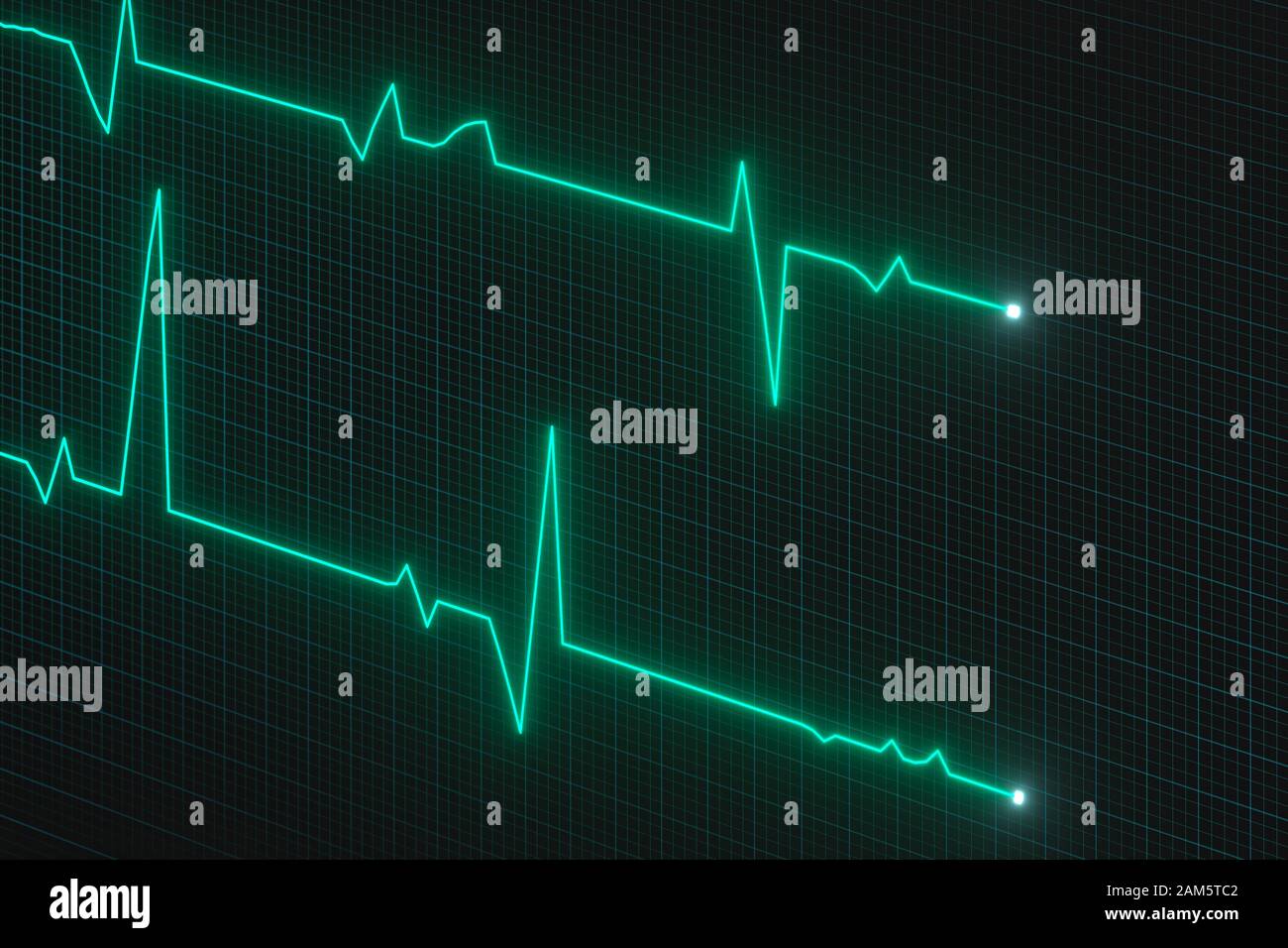 Glowing digital heartbeat line reflecting on the monitor, 3d rendering ...