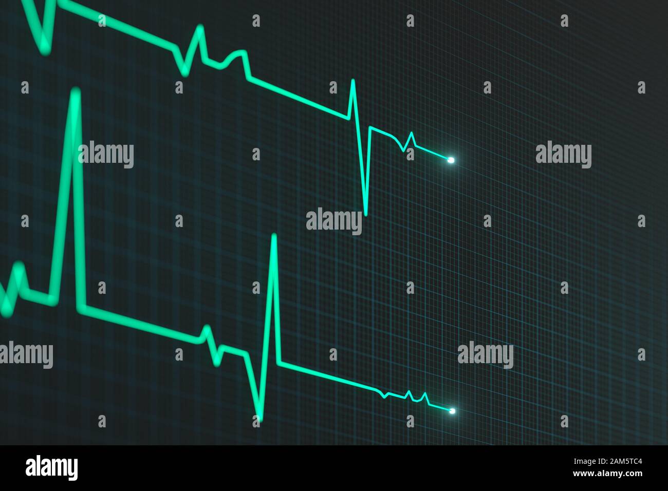 Glowing digital heartbeat line reflecting on the monitor, 3d rendering ...