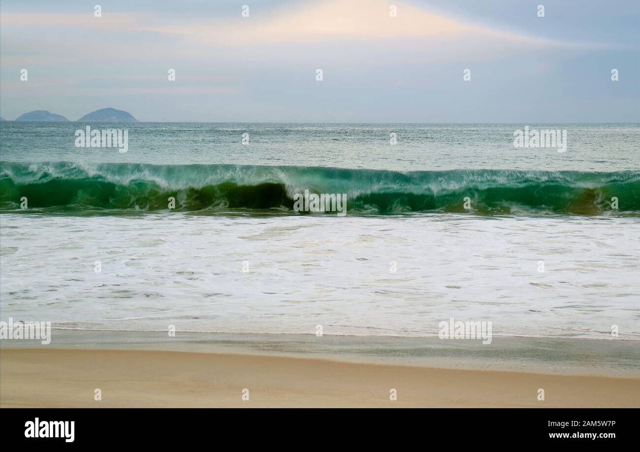 Splashing Waves of the Atlantic Ocean at Copacabana Beach, Rio de ...