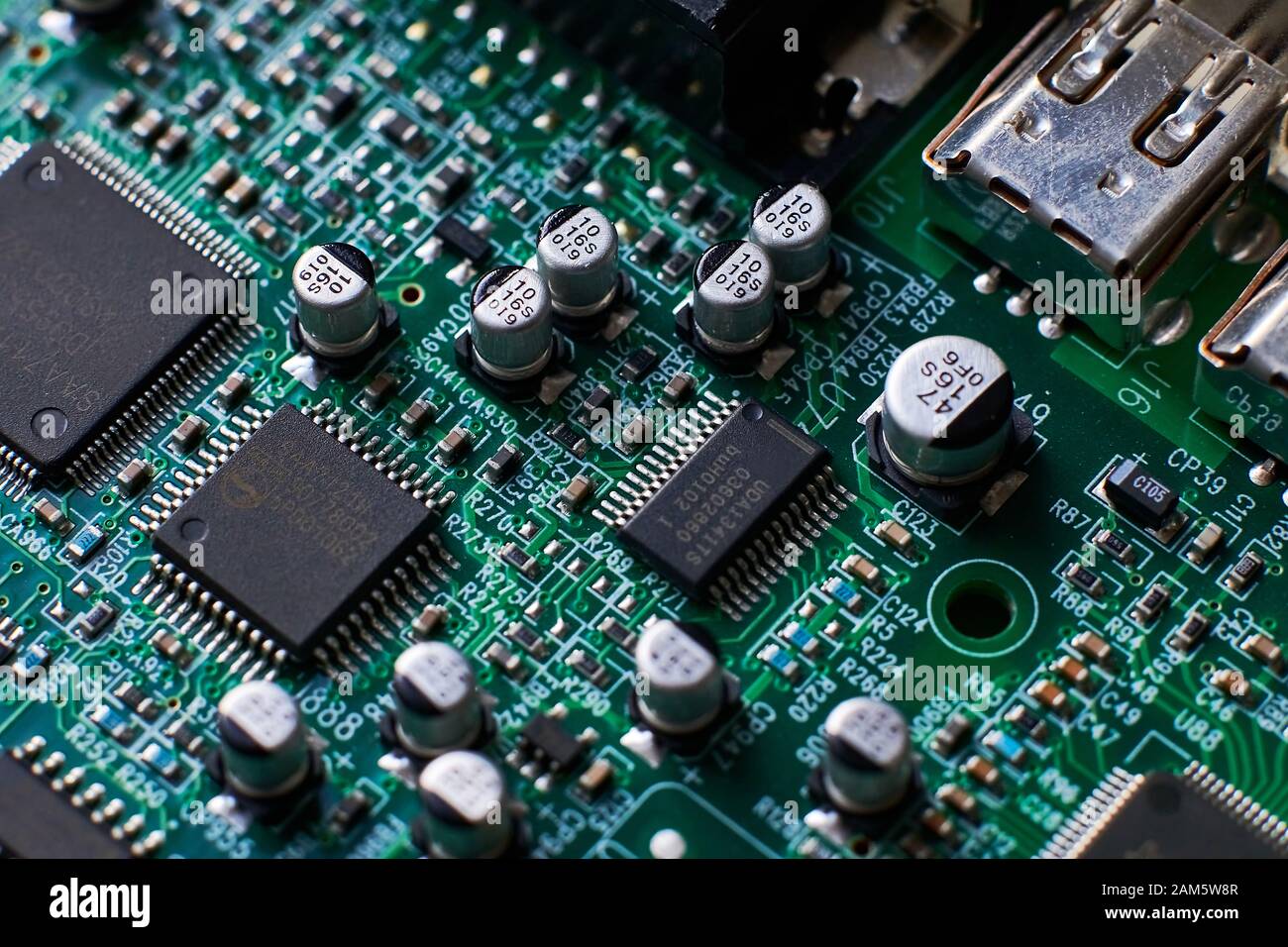 printed circuit Board with chips and radio components electronics Stock ...