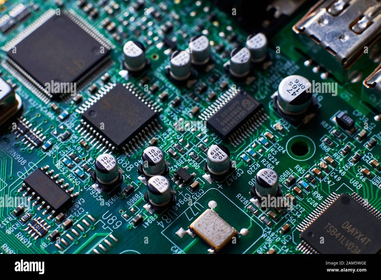 printed circuit Board with chips and radio components electronics Stock ...