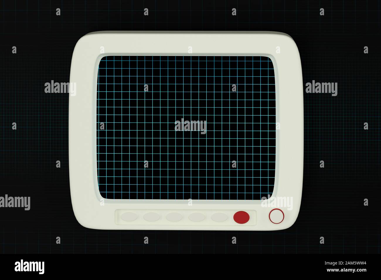 The monitor with black background,digital grid,3d rendering. Computer ...