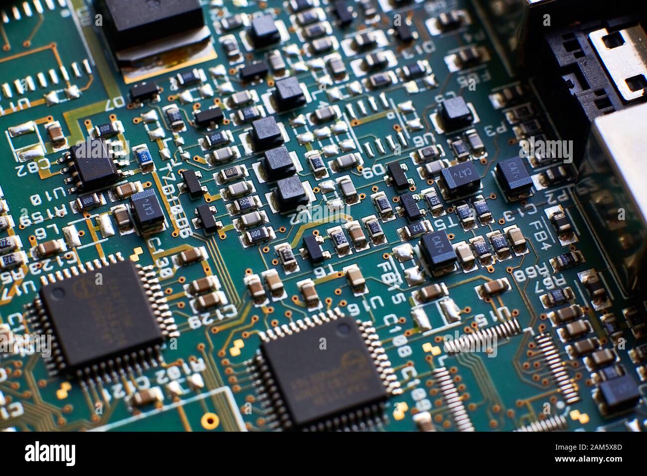 printed circuit Board with chips and radio components electronics Stock ...
