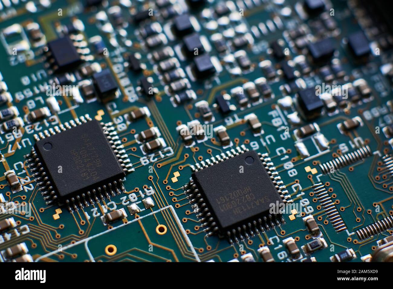 printed circuit Board with chips and radio components electronics Stock ...