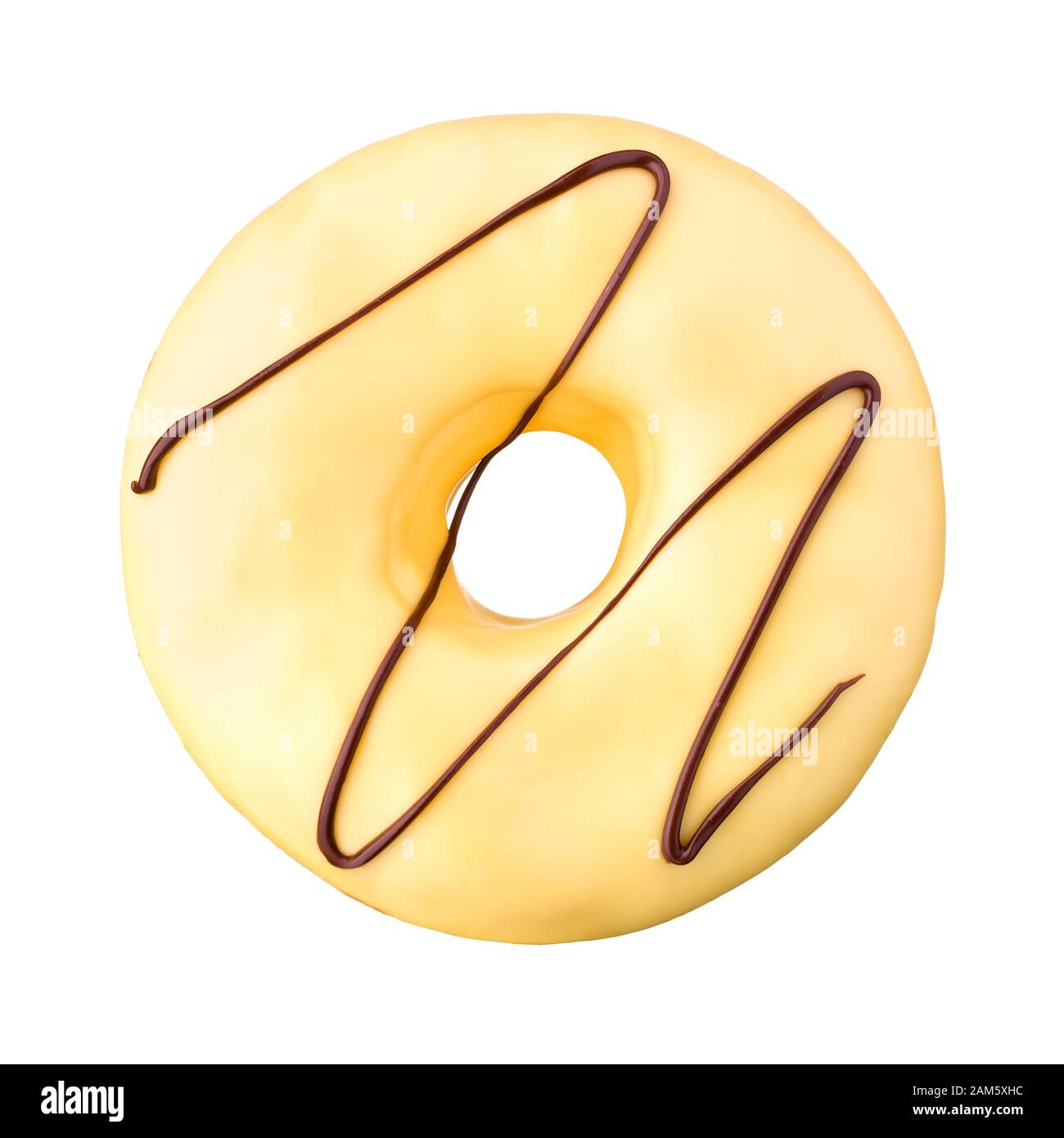 Yellow glazed donut with sprinkles on a white background rotated in ...