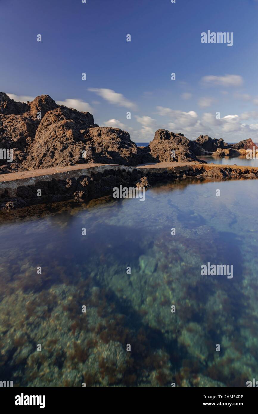 Garachico volcanic natural pools, volcanic rocks in Atlantic ocean ...
