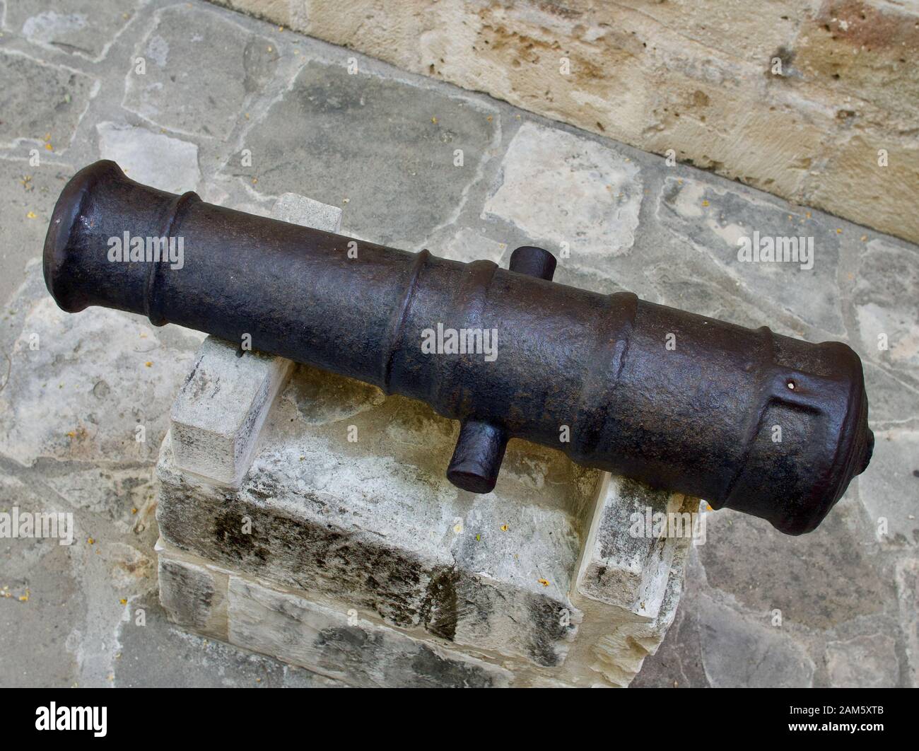 Ancient cannons of defense weapons in the old fortress, the island of ...