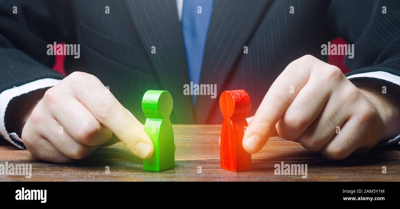 Mediator organizes a meeting negotiations between parties conflict ...