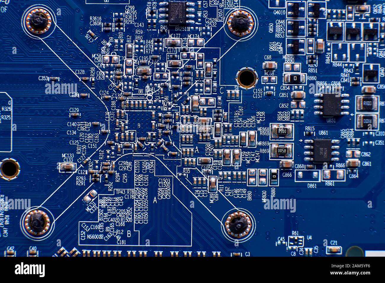 printed circuit Board with chips and radio components electronics Stock ...