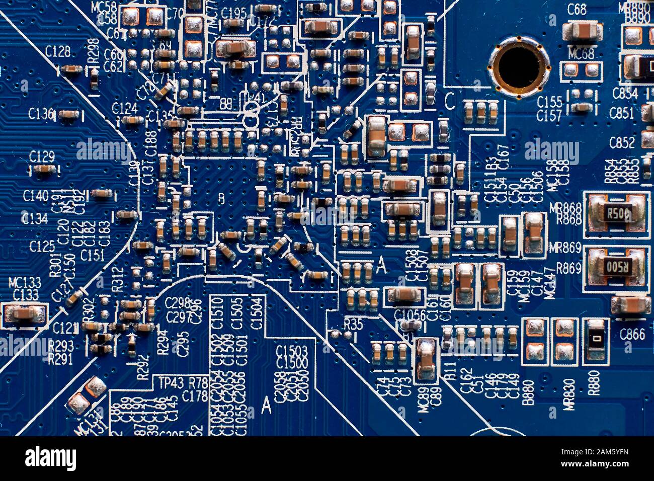 printed circuit Board with chips and radio components electronics Stock ...