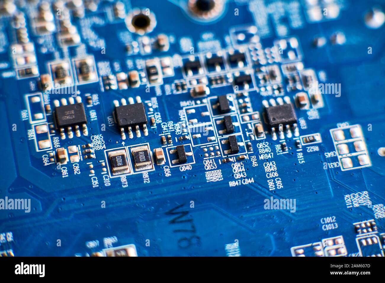 printed circuit Board with chips and radio components electronics Stock ...