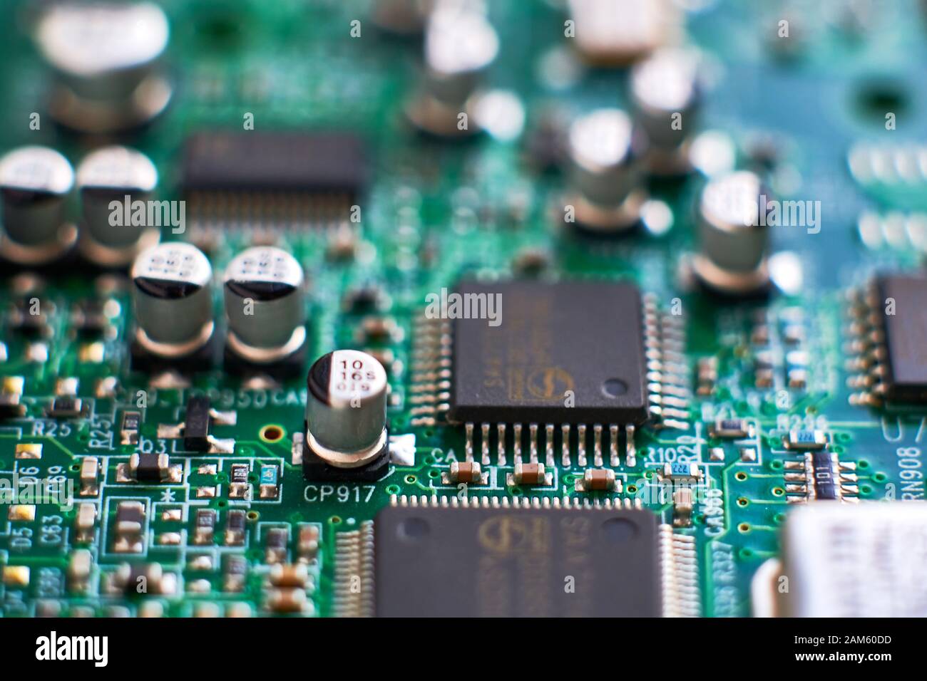 printed circuit Board with chips and radio components electronics Stock ...