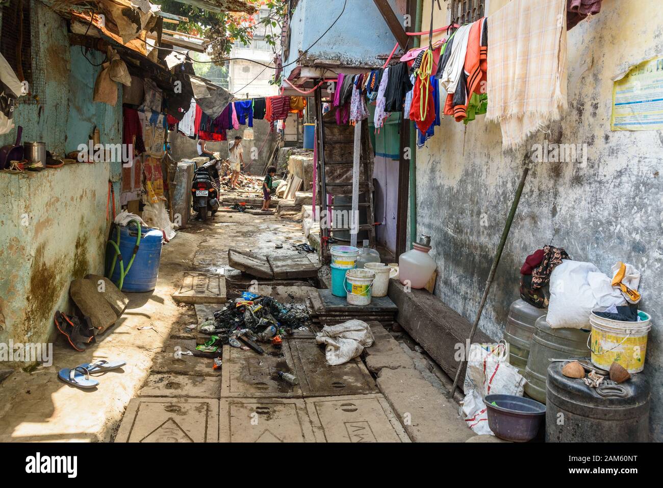 On the street in Dharavi Slum at Mumbai. India Stock Photo - Alamy