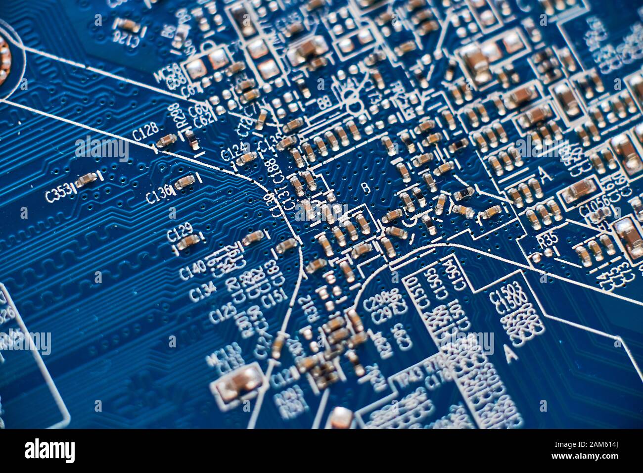 printed circuit Board with chips and radio components electronics Stock ...