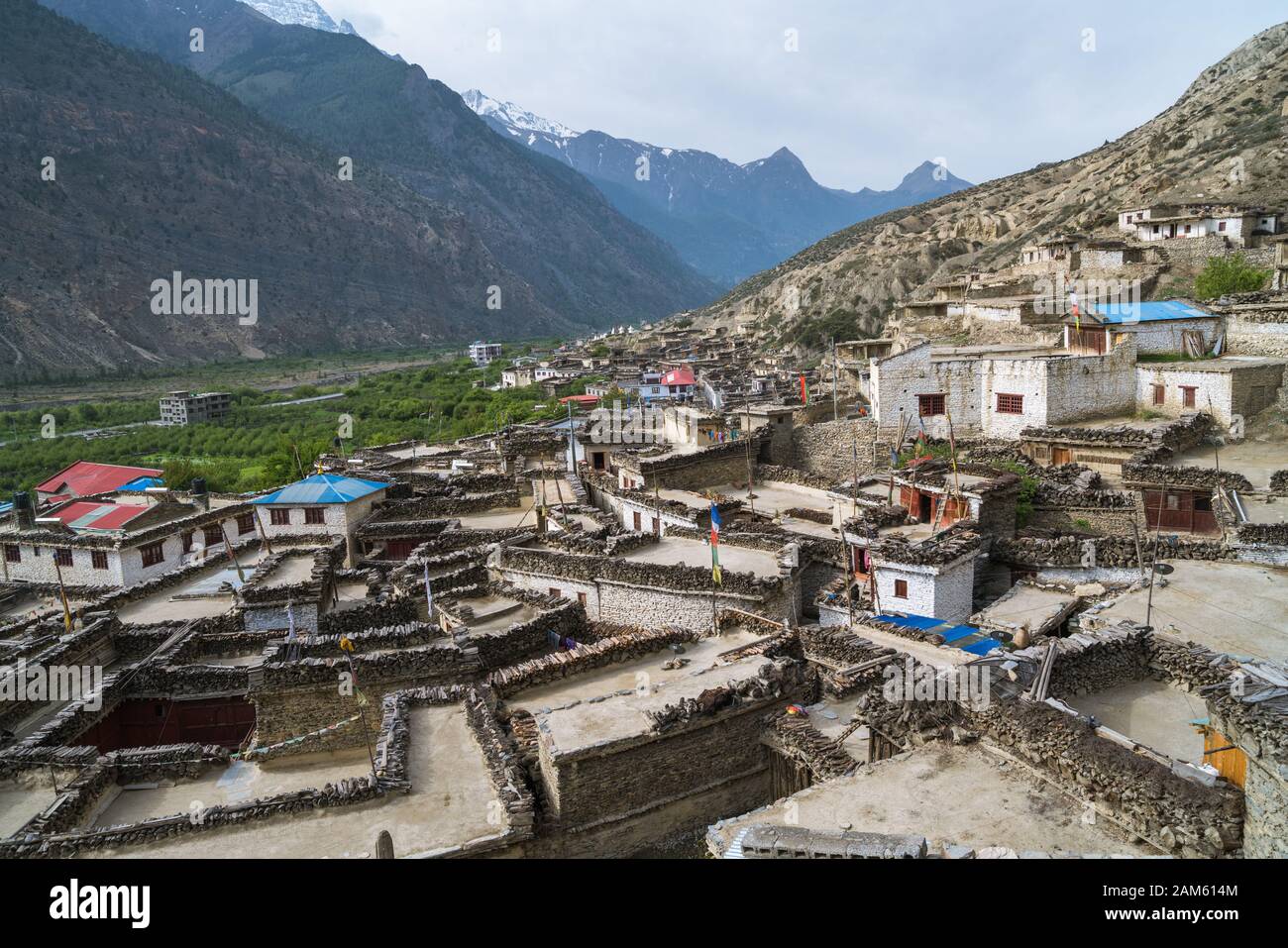 Overview of a small village Marpha in Mustang district, Nepal Stock ...
