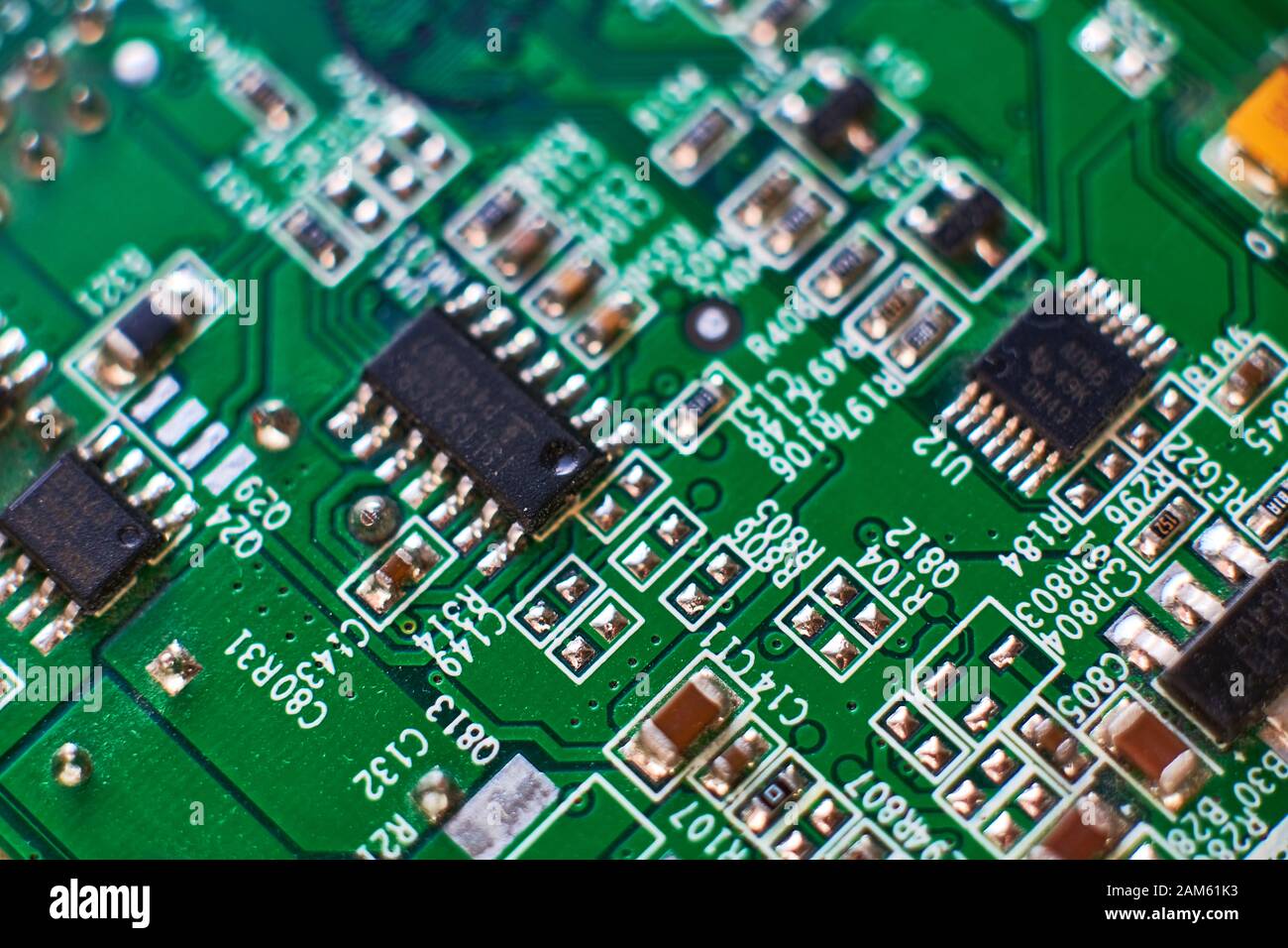 printed circuit Board with chips and radio components electronics Stock ...