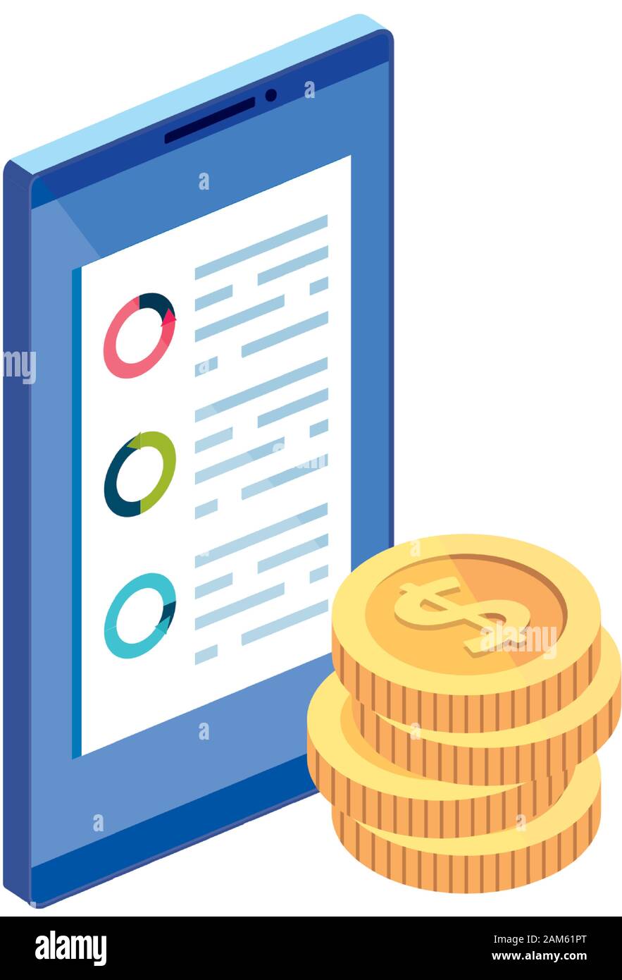 smartphone device with stack coins Stock Vector Image & Art - Alamy