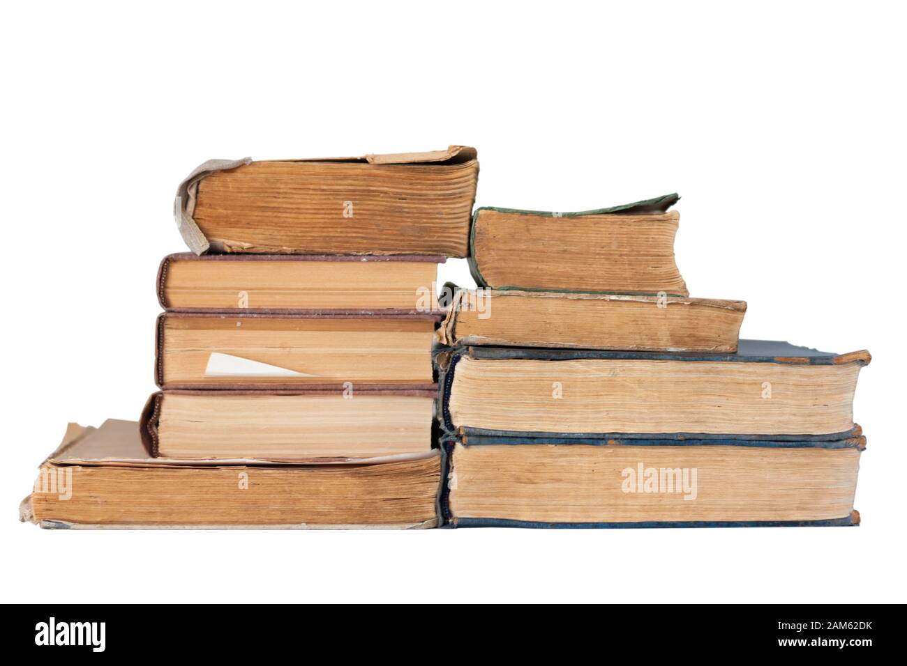 stack of old book, isolated on white background, education retro ...