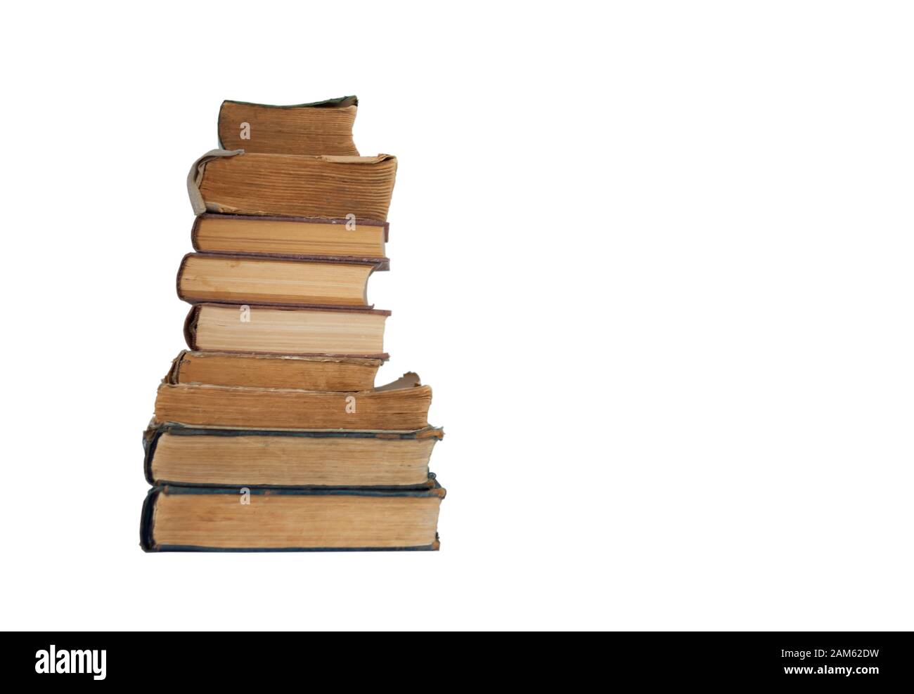 stack of old book, isolated on white background, education retro ...