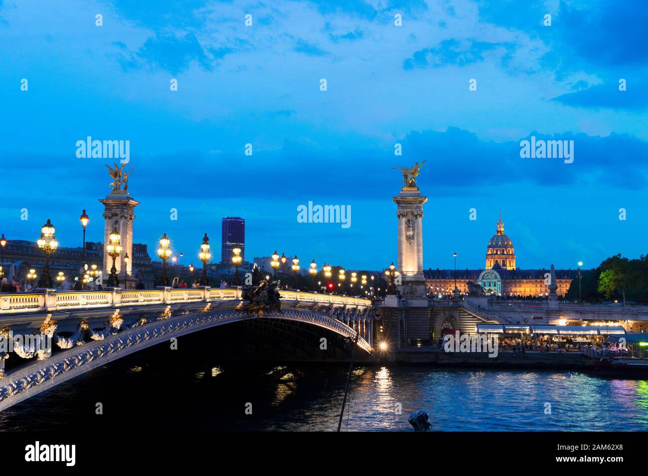 Paris at night - famouse Alexandre III Bridge illuminated at night ...
