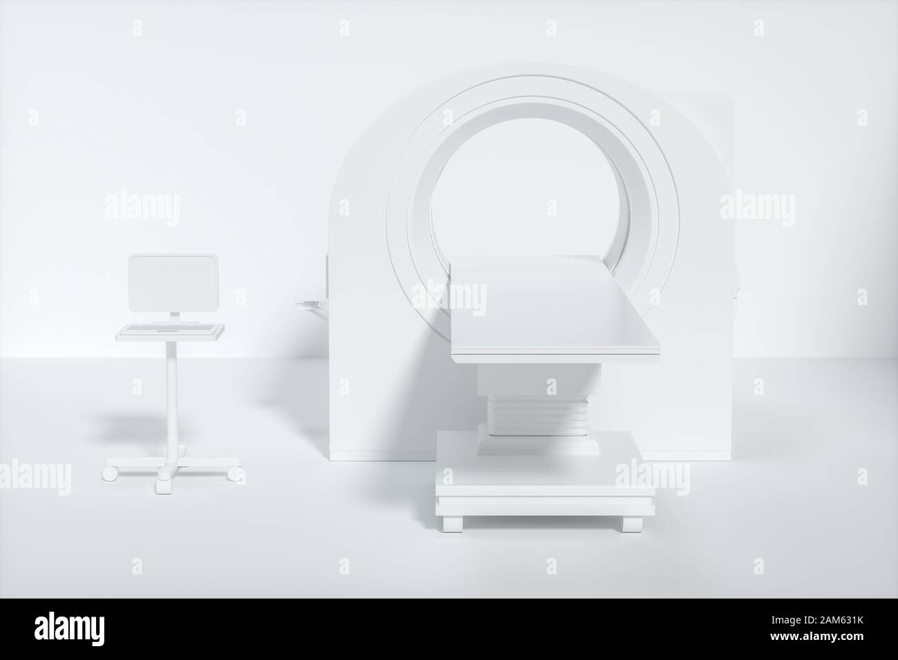 The medical equipment CT machine in the white empty room, 3d rendering ...
