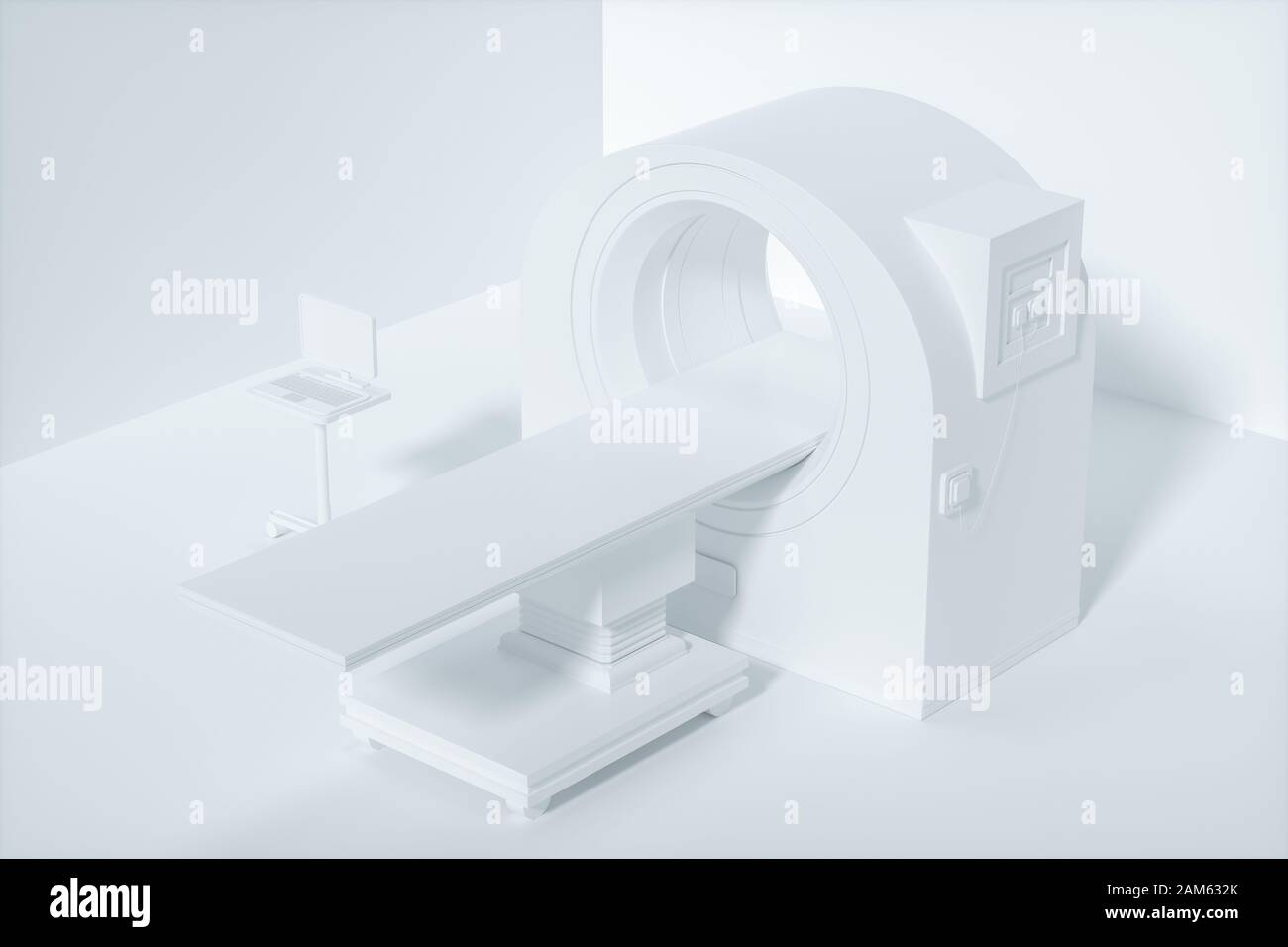 The medical equipment CT machine in the white empty room, 3d rendering ...
