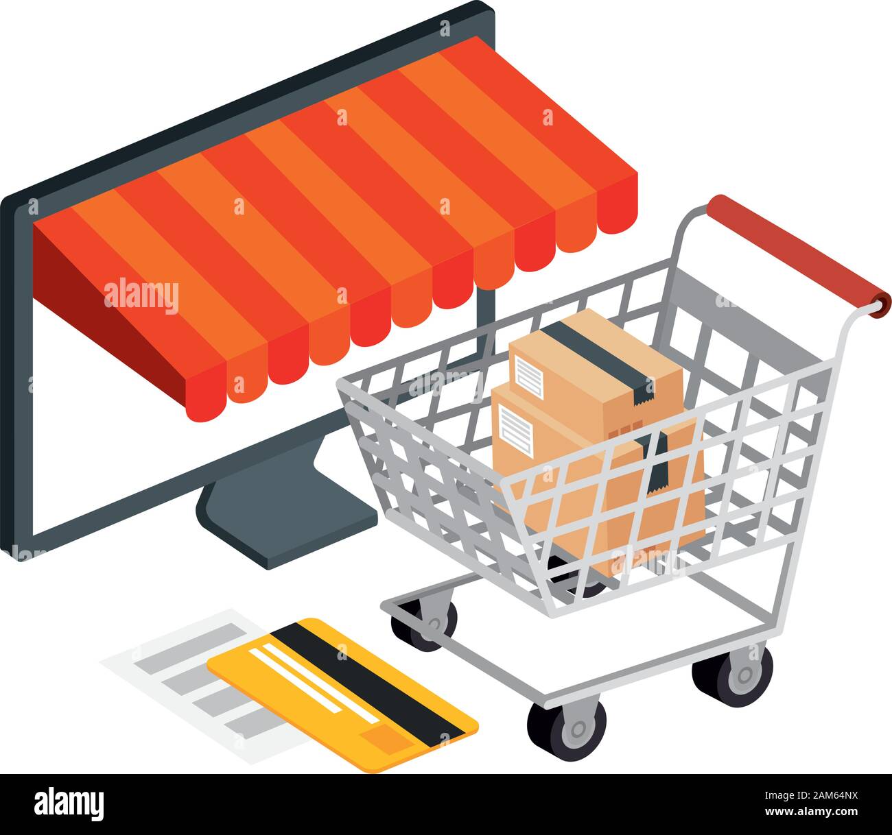 cart shopping and computer with icons Stock Vector Image & Art - Alamy