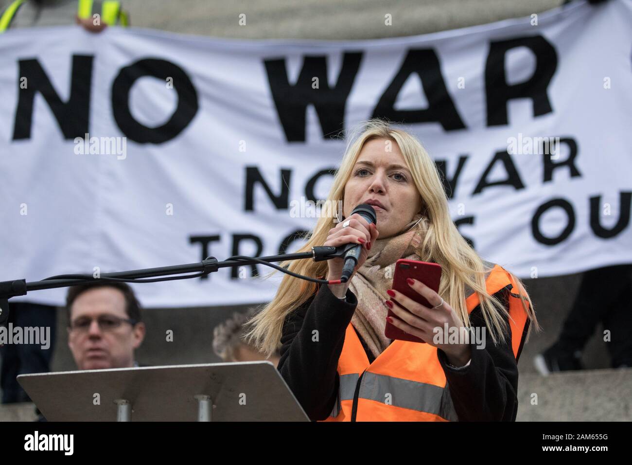 London, UK. 11 January, 2020. Shelly Asquith reads a statement on ...