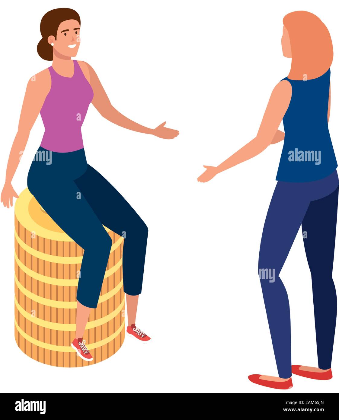 beautiful women with coin isolated icon Stock Vector Image & Art - Alamy