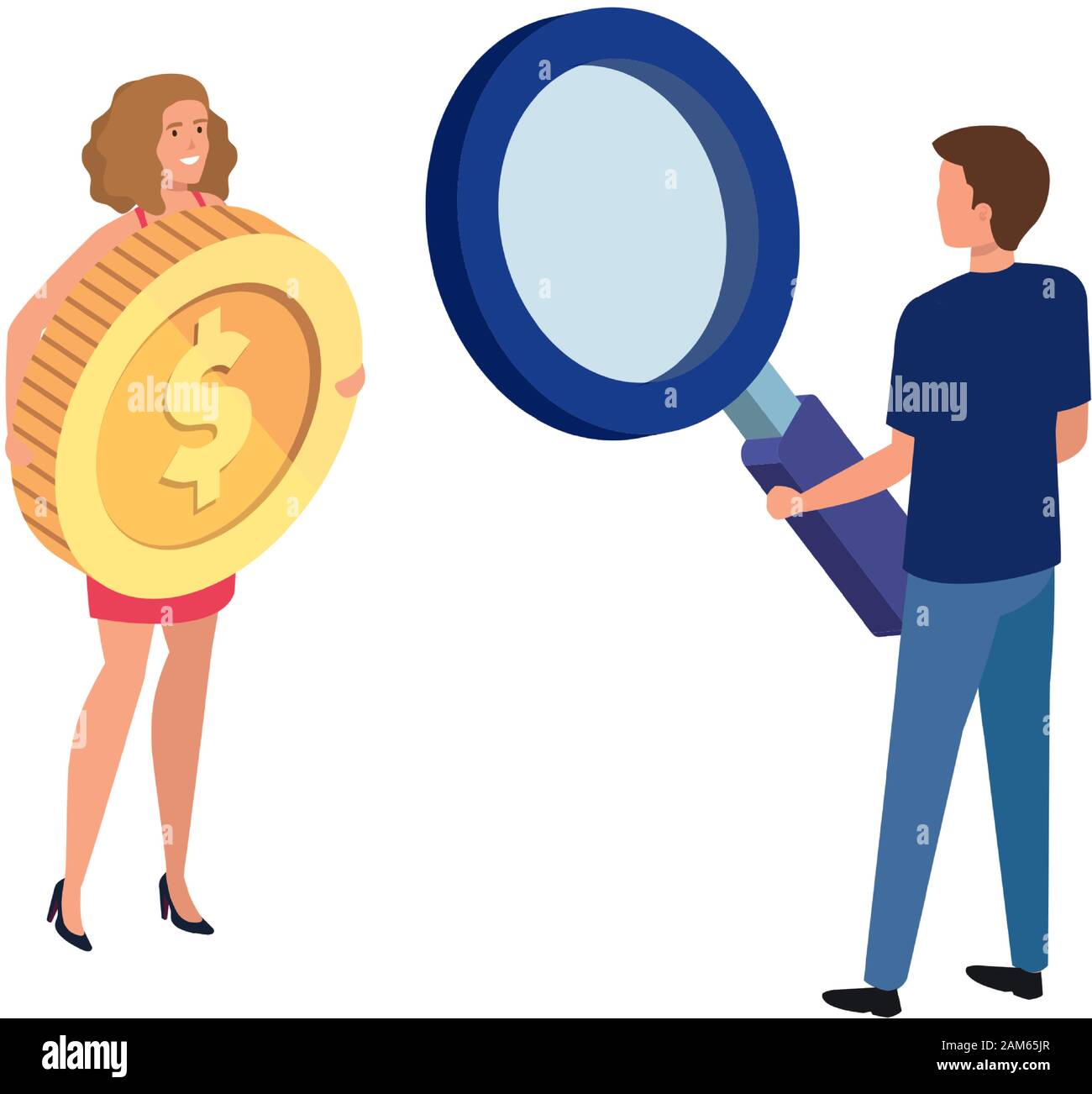 Magnifying glass beauty woman Cut Out Stock Images & Pictures - Alamy