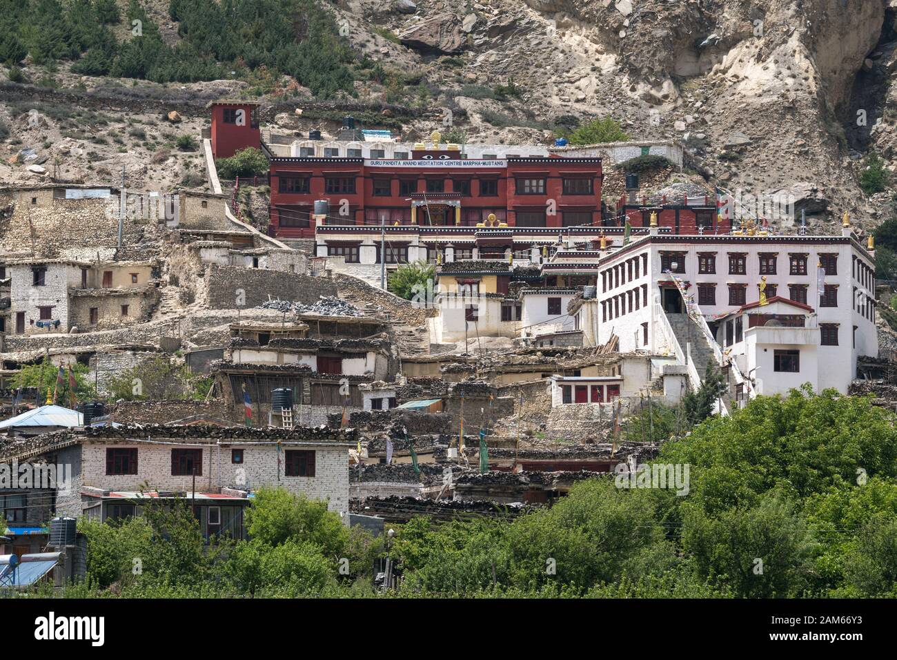 Buddhist monastery in small village Marpha in Mustang district, Nepal ...