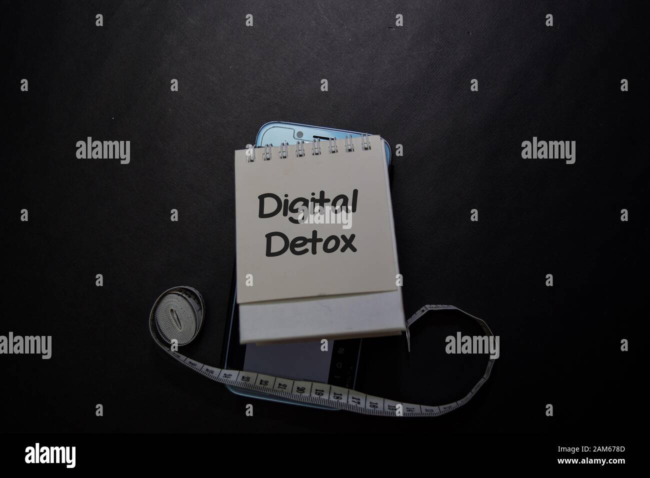 Digital Detox write on sticky note isolated on black table Stock Photo ...