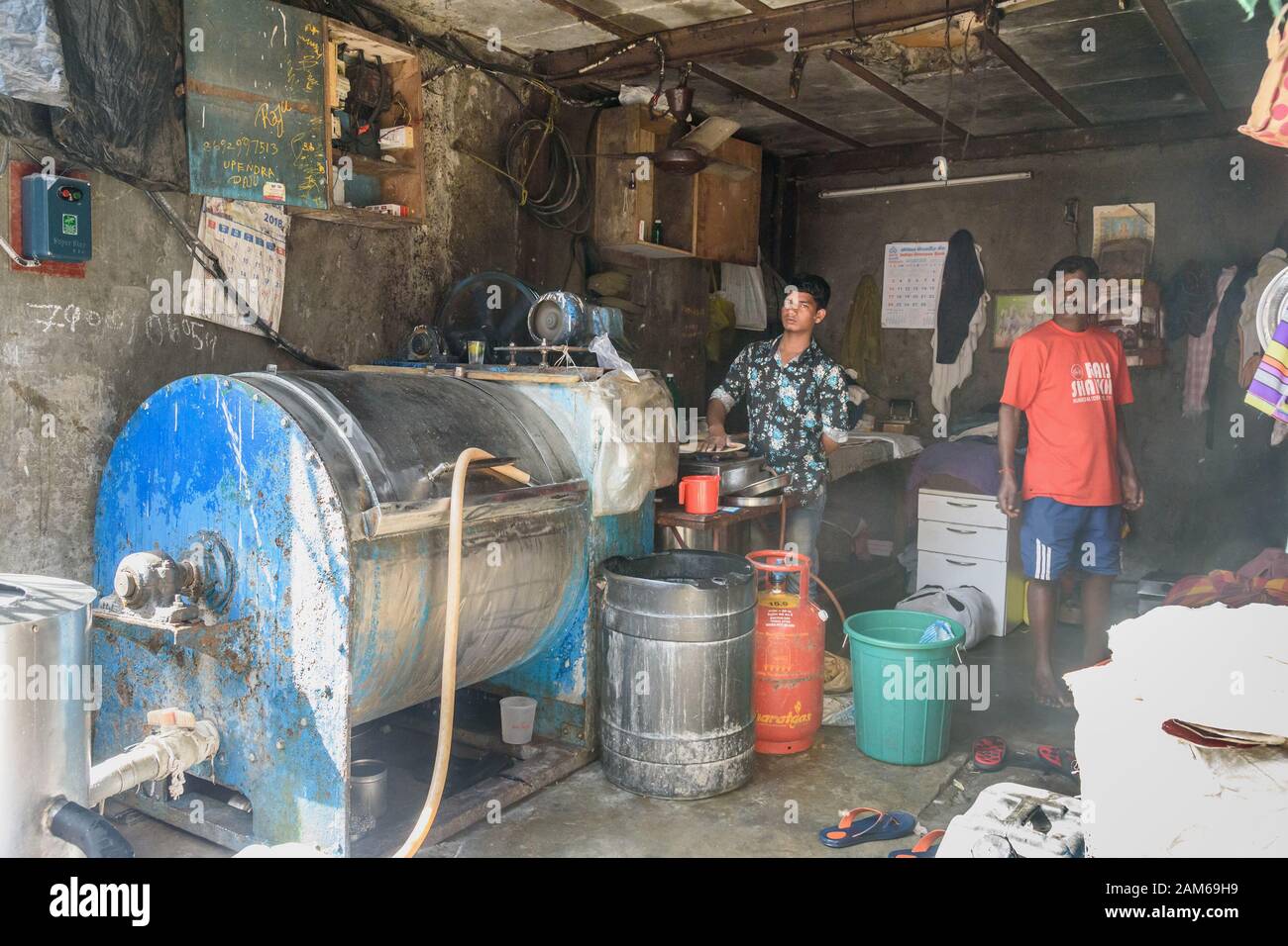 Washing machine inside of Dhobi Ghat is outdoor laundry in Mumbai ...