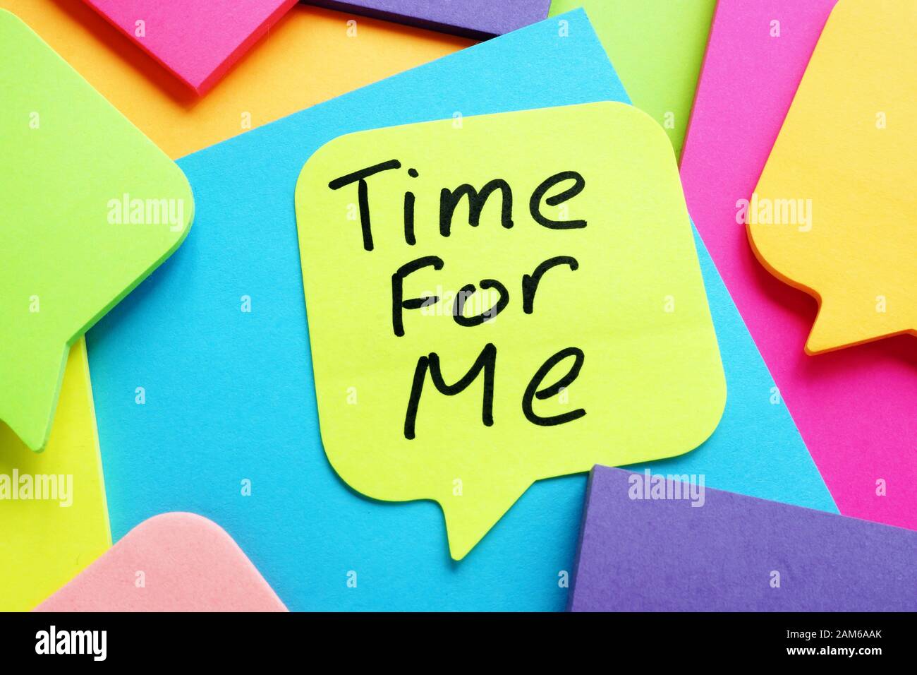 Time for me motivational inscription on the sheet Stock Photo - Alamy
