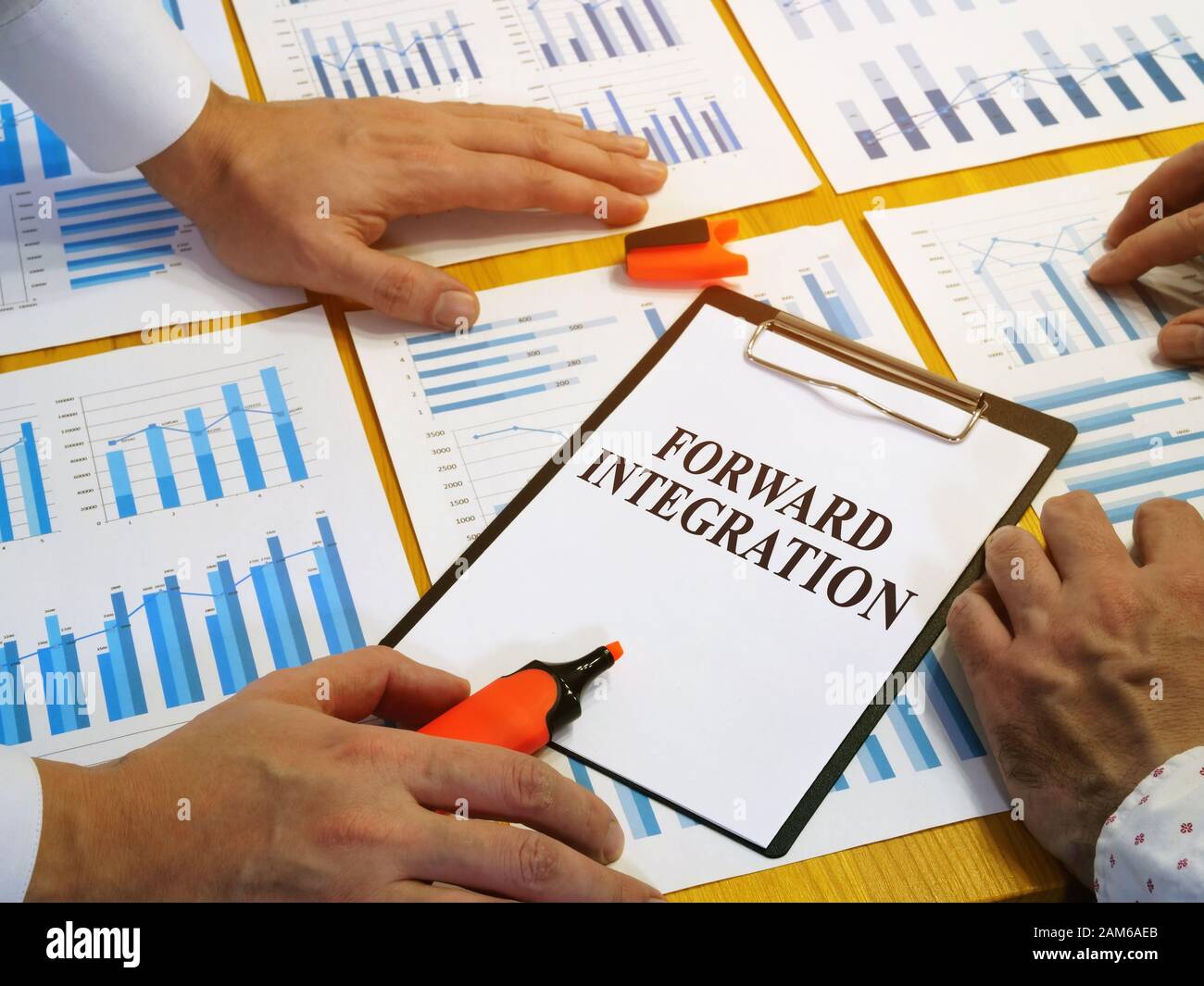 Forward integration plan as business strategy and papers Stock Photo ...