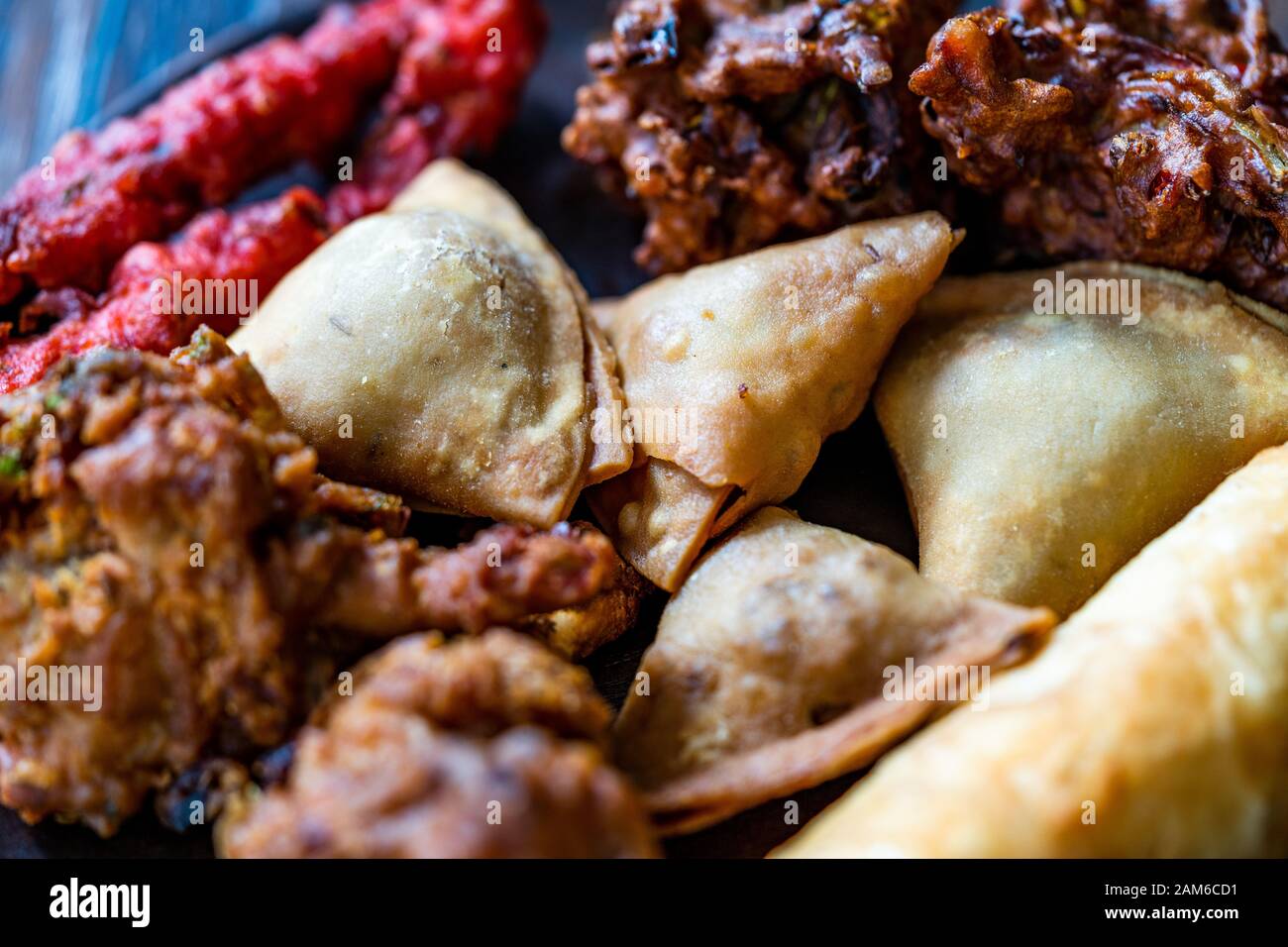 Indian Asian Food Samosas / Samsa with Pakora, Aloo Tikki and Spring ...