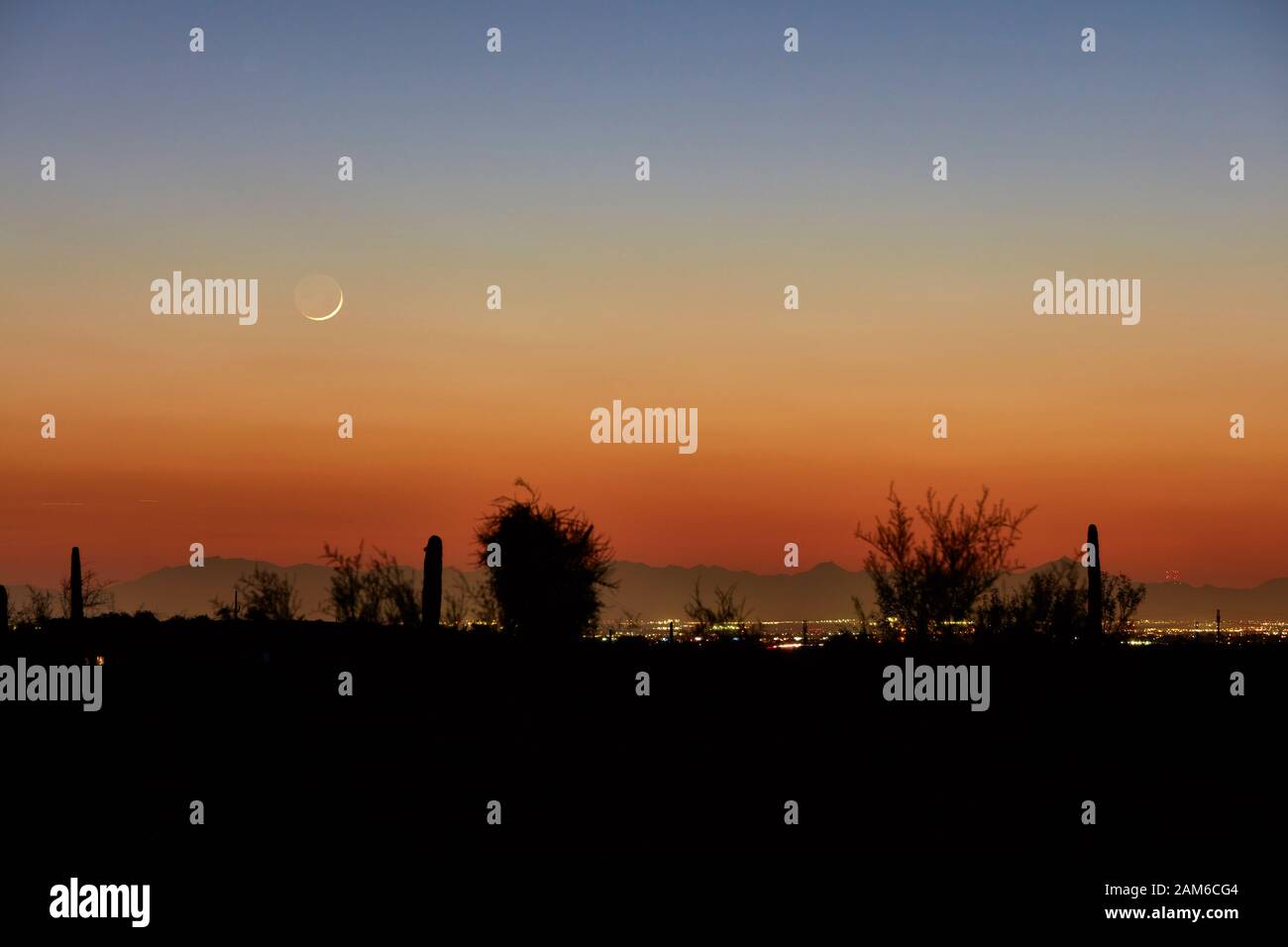 Moon rising at sunset over Phoenix, Arizona Stock Photo - Alamy