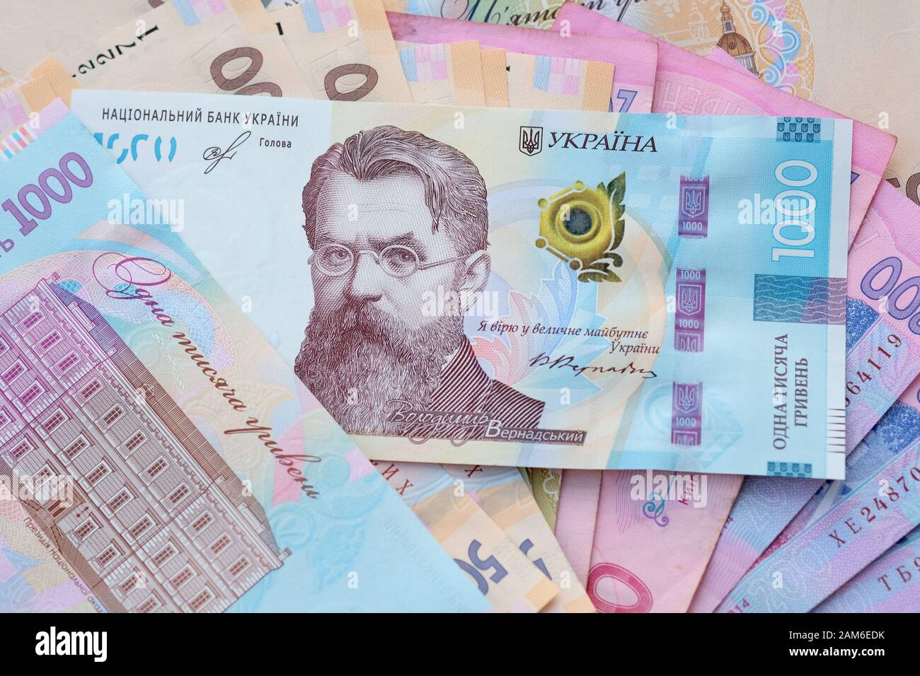Money currency of Ukraine. Ukrainian banknotes. Banknote of 1000 ...