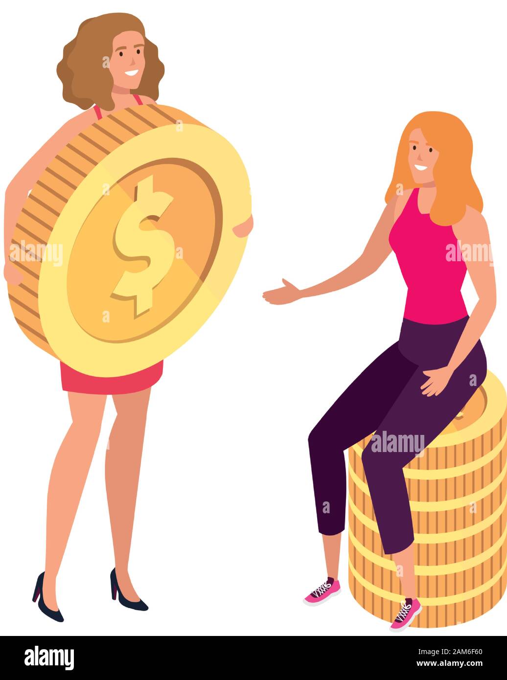 beautiful women with coin isolated icon Stock Vector Image & Art - Alamy