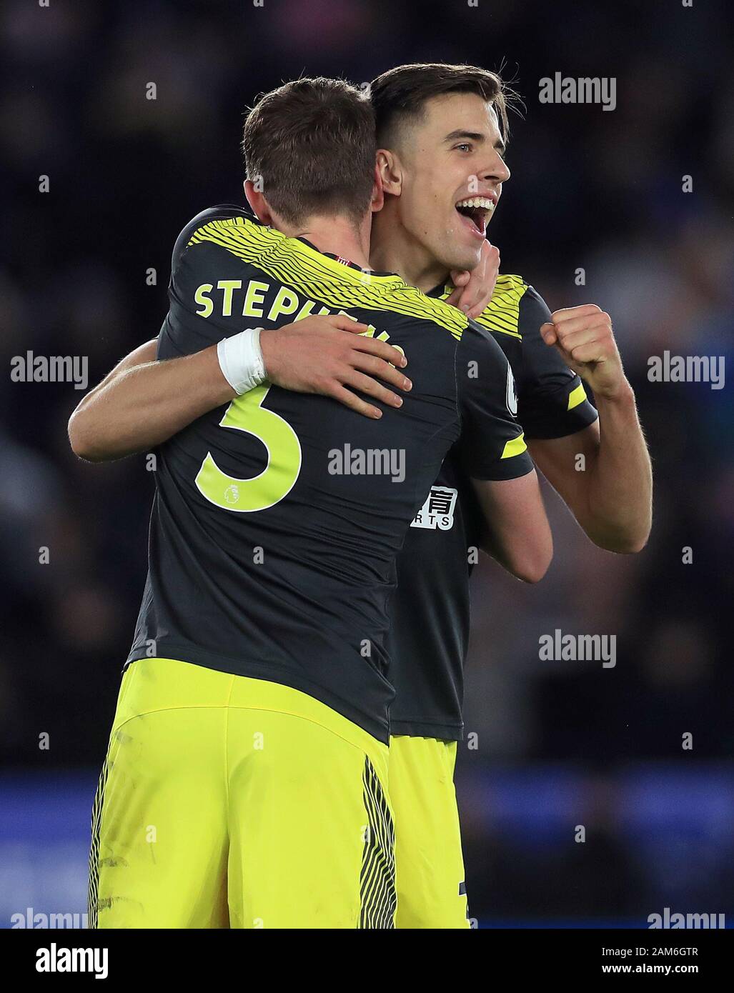 Southampton's Jack Stephens (left) and Jan Bednarek celebrate after the ...