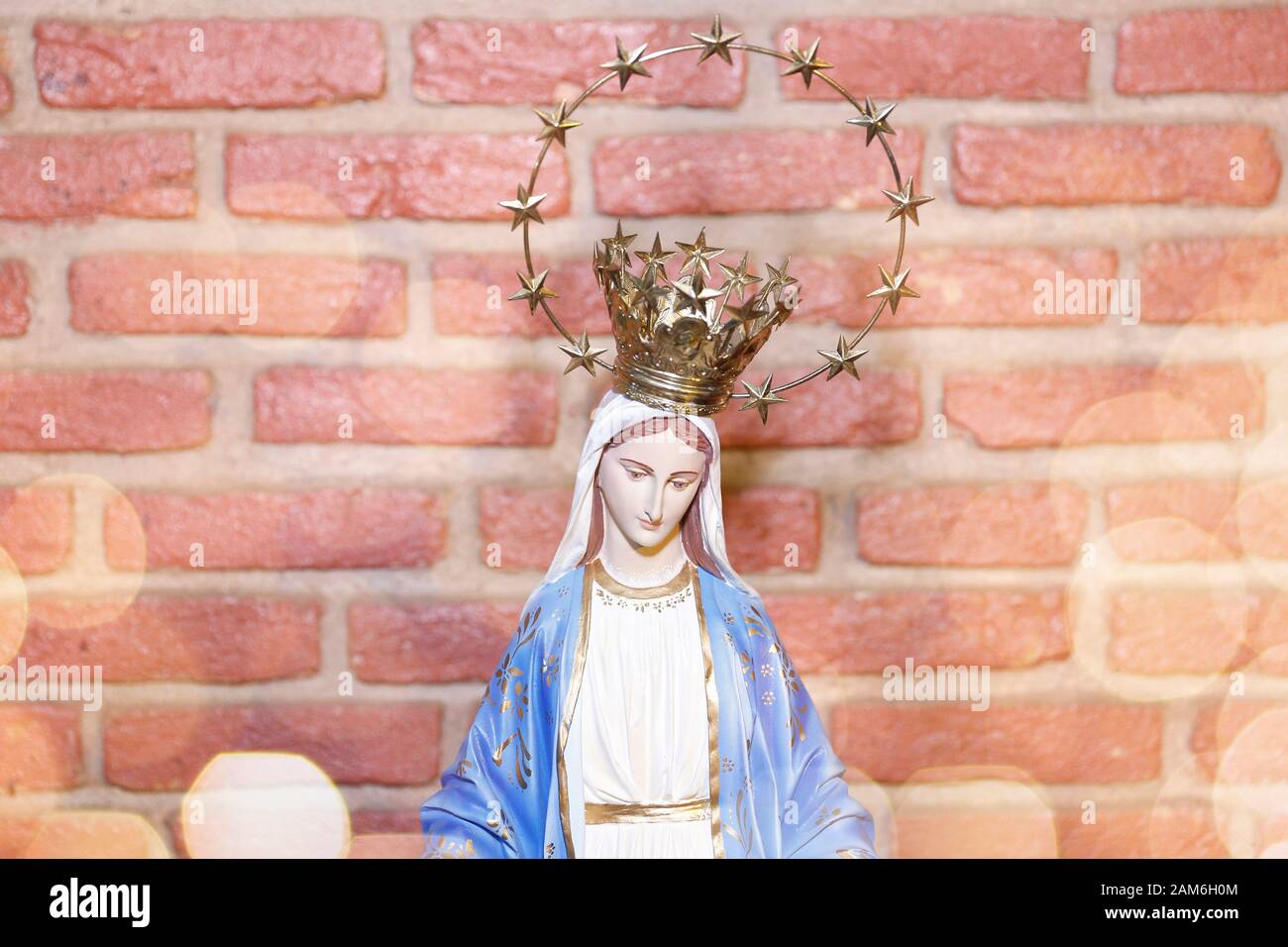 Statue of the image of Our Lady of Grace, mother of God in the Catholic ...