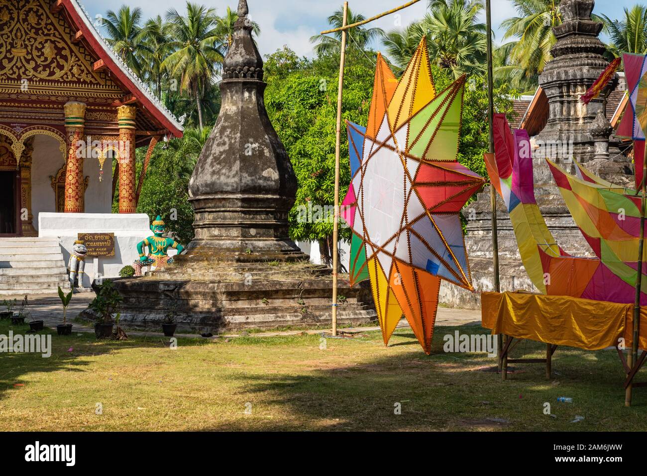 Decoration star lantern at buddhist temple. Festival at Luang Prabang, Laos Stock Photo - Alamy