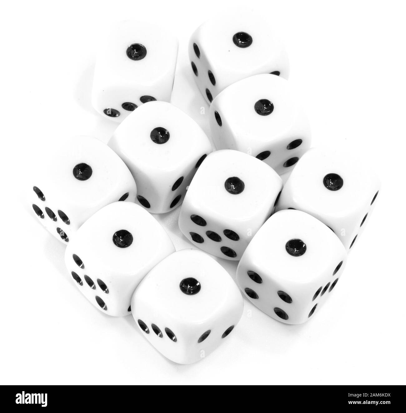 many playing dice all with the number one on a white background Stock ...
