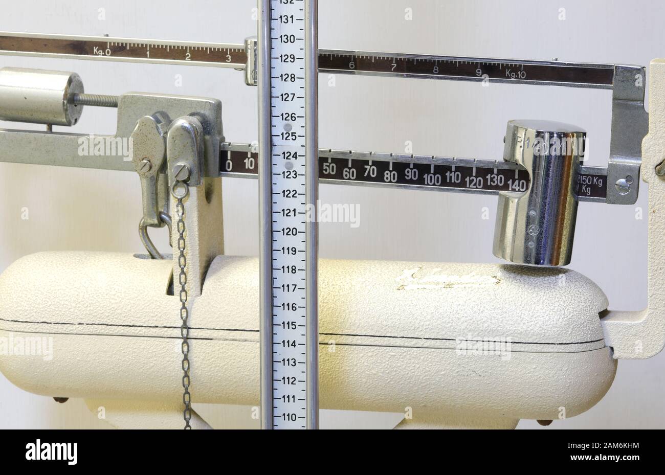 old vintage weight scale for children in the medical clinic Stock Photo ...