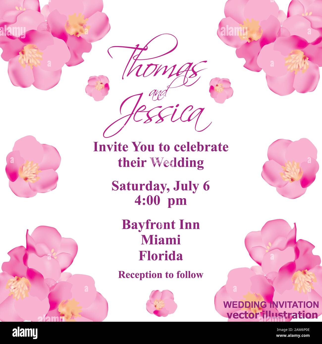 Wedding invitation background. Floral poster, invite. Vector decorative ...