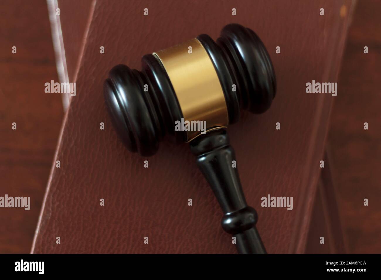 Judge's gavel on top of law books. Top view Stock Photo - Alamy
